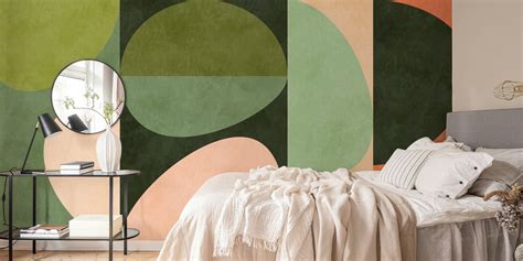Buy Sage Green Geometric Abstract Wallpaper Happywall