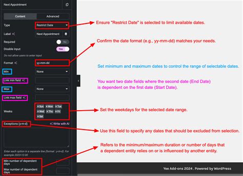 restrict date for elementor forms wordpress plugin