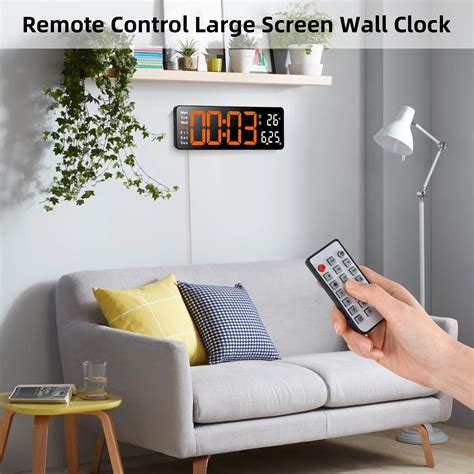 Agsivo 13 Inch Digital Wall Clock Large Led Display With Remote Control Automatic Brightness