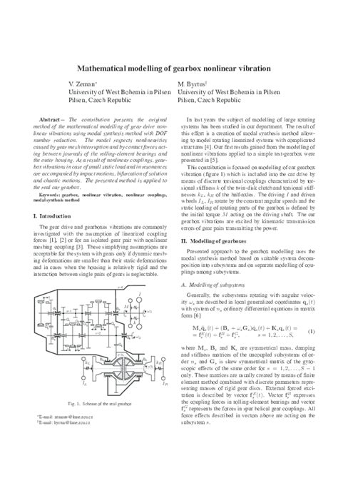 Pdf Mathematical Modelling Of Gearbox Nonlinear Vibration