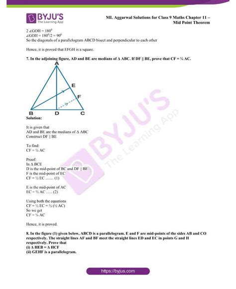 Ml Aggarwal Solutions For Class 9 Maths Chapter 11 Mid Point Theorem Download Pdf