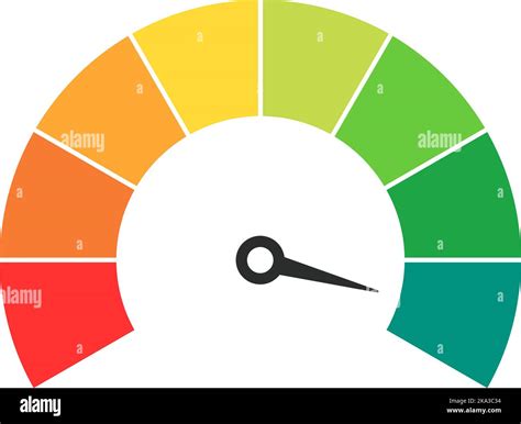 Vector Speedometer Meter With Arrow For Dashboard With Green Yellow Orange And Red Indicators