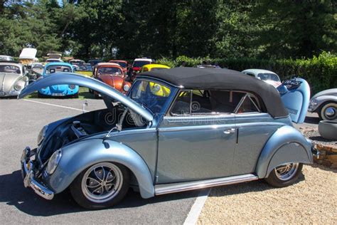 Vw Volkswagen Beetle Grey Convertible Old Restoration Vintage Show Car