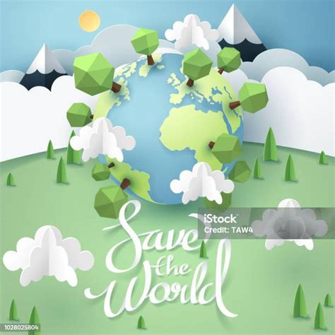 종이 예술 세계 서 예 저장 지구의 종이 접기 손 글자 세계 지속 가능한 환경 친화적인 아이디어 지속 가능한 자원에 대한 스톡 벡터 아트 및 기타 이미지 Istock