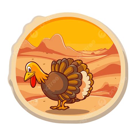 만화 추수 감사절 칠면조 사막에서 클립 아트 벡터 고립 된 만화 칠면조 트랙 스티커 디자인 상표 Png 일러스트 및 벡터 에 대한 무료 다운로드 Pngtree