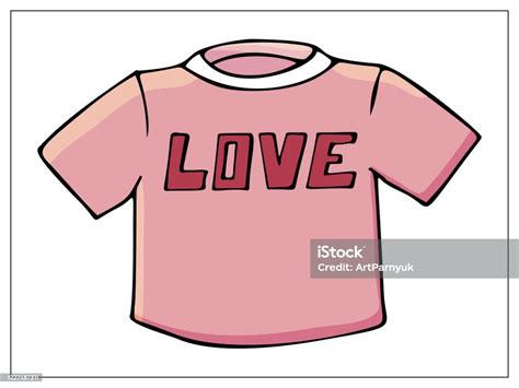 문자 Love와 핑크 여성 티셔츠의 윤곽벡터 일러스트 웹 로고 아이콘 앱 Ui 만화 스타일 T 셔츠에 대한 스톡 벡터 아트 및 기타 이미지 Istock