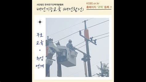 전기외선 자격취득하고 취업하자 전기기능인력배전활선무정전무료교육전기교육전기자격증한전채용배전교육변전교육송전교육한국전력공사전기공사 Youtube