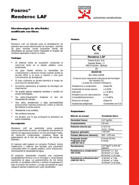 Tds Renderoc Laf 201124 Pdf Hormigón Agua