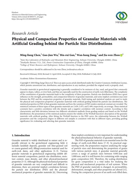 Pdf Physical And Compaction Properties Of Granular Materials With Artificial Grading Behind