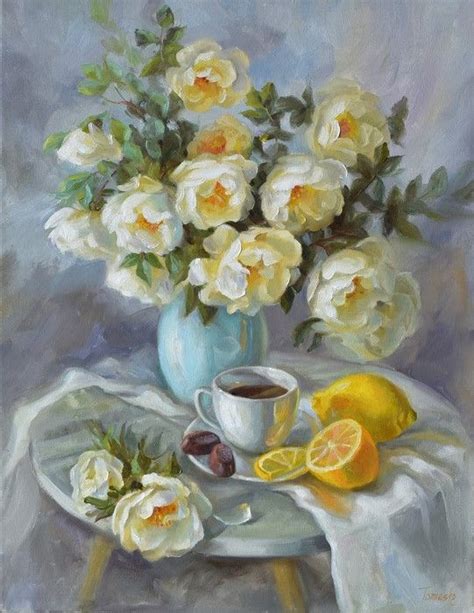 Картина натюрморт з квітами «Ранок перед побаченням купити живопис для сучасних інтерєрів Україна