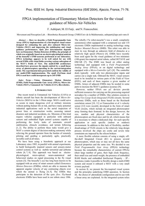 pdf fpga implementation of elementary motion detectors for the visual