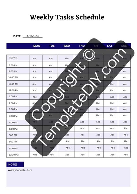 Weekly Tasks Template Printable PDF Word Editable Template Printable Task Templates