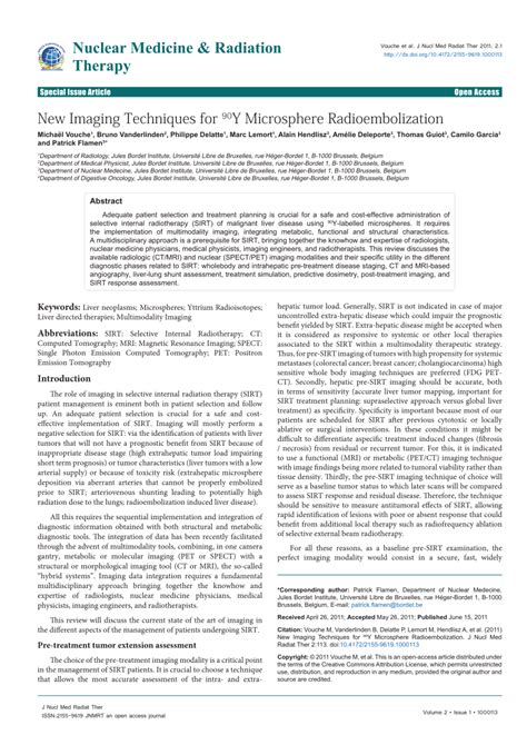 Pdf New Imaging Techniques For 90y Microsphere Radioembolization