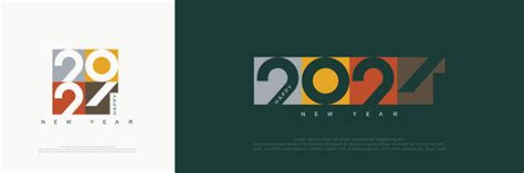 심플하고 깔끔한 새해 복 많이 받으세요 2024 디자인 부드럽고 단단한 복고풍 색상 배너 포스터 및 축하 인사말을 위한 프리미엄 벡터 디자인 12월 31일에 대한 스톡 벡터