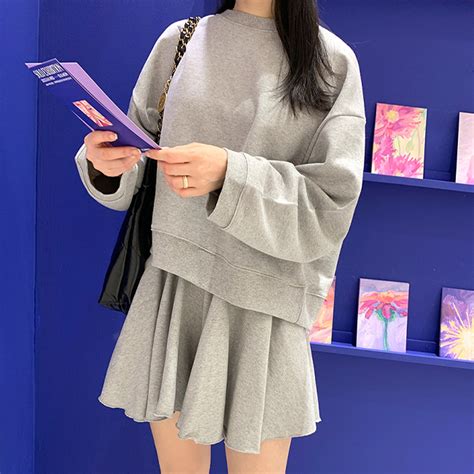 민스샵 맨투맨치마바지 Set 면100다입어 쭈리 투피스