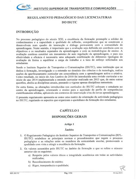 Isutc Regulamento De Pedagogico Pdf