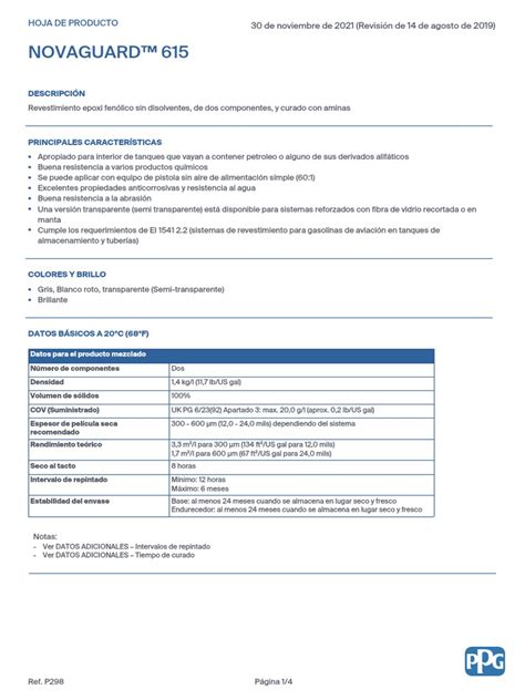 Novaguard 615 Español Rev 2019 08 14 Pr 2021 11 30 Pdf Química