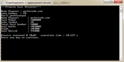 codeblocks contoh code c untuk program gaji karyawan