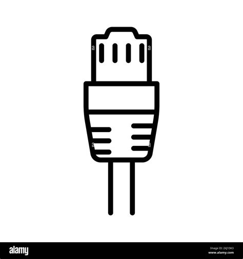 Ethernet Cable Plug Icon Linear Logo Mark Set Collection In Black And White For Web Stock Vector