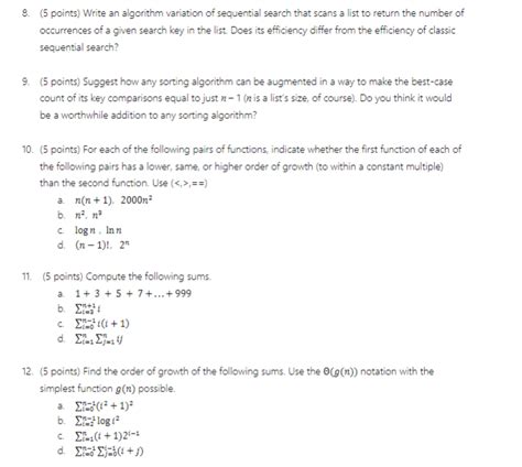 Solved Find The Order Of Growth Of The Following Sums Use