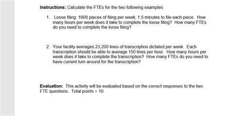 Solved Instructions Calculate The FTEs For The Two Chegg Com