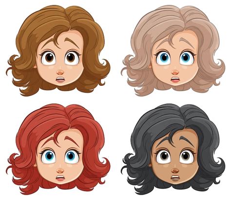 Различные женские выражения лица Премиум Ai сгенерированный вектор