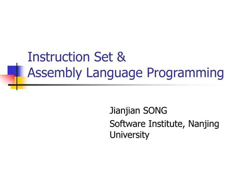 Ppt Instruction Set And Assembly Language Programming Powerpoint