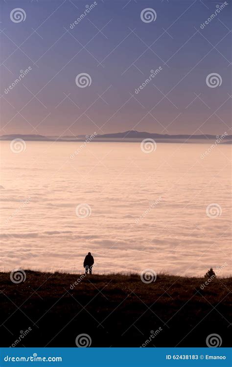 Silhouetted Human Above Inversion Fog Stock Image Image Of Outdoor