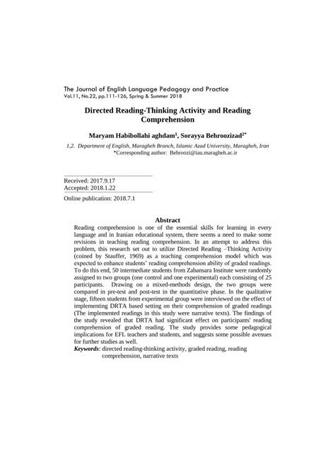 Pdf Directed Reading Thinking Activity And Reading Comprehension Dokumen Tips