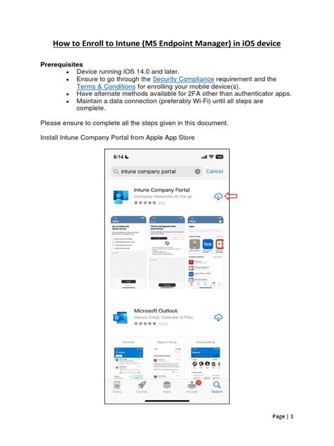 Ios Enroll To Intune In Ios Device Pdf Ios Mobile App
