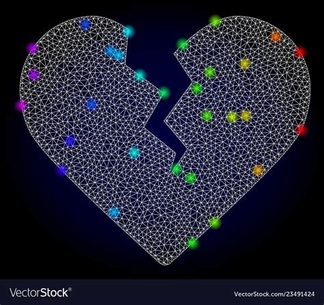 Wire Frame Mesh Divorce Heart With Rainbow Vector Image