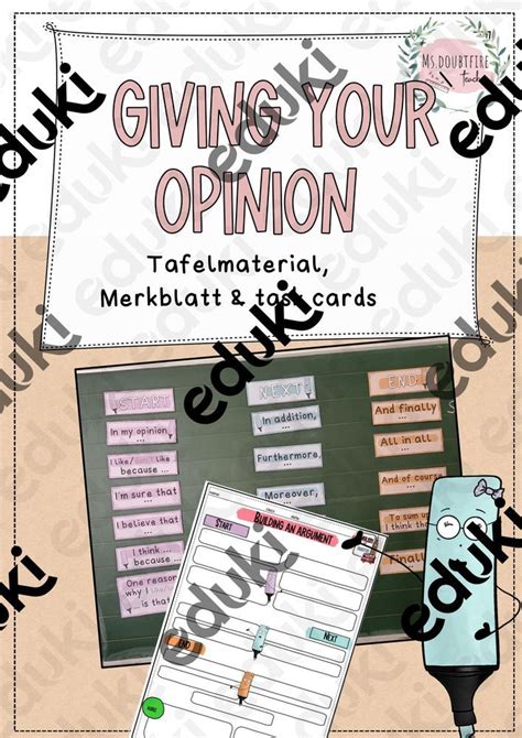 Giving Your Opinion Writing An Argument Tafelmateral Und Merkblatt