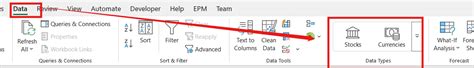 My Version Of Excel Does Not Show Data Types Under Data So I Cant Use