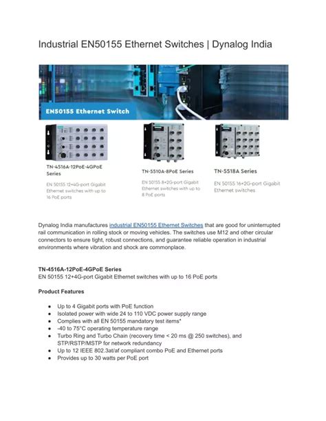 Ppt Industrial En50155 Ethernet Switches Dynalog India Powerpoint Presentation Id 11963629