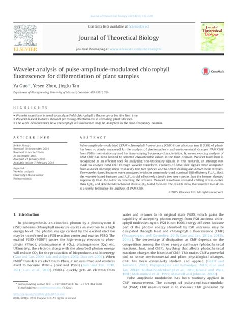 Pdf Wavelet Analysis Of Pulse Amplitude Modulated Chlorophyll