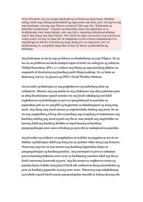 Kahirapan Sa Piliponas Ang Kahirapan Ang Isa Sa Mga Mabibigat Ng Problema Ng Ating Bansa
