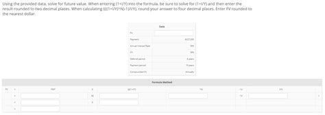 Solved Using The Provided Data Solve For Future Value When Chegg Com