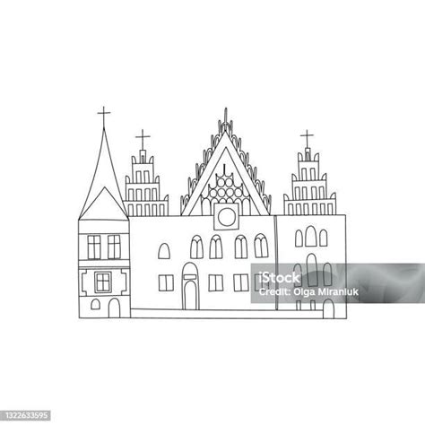 올드 타운 홀과 벡터 라인 손 그린 그림 브로츠와프 폴란드 올드 타운 마켓 스퀘어 도시의 고딕 양식의 랜드마크 브로츠와프에 대한 스톡 벡터 아트 및 기타 이미지 Istock