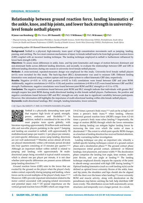 Pdf Relationship Between Ground Reaction Force Landing Kinematics Of