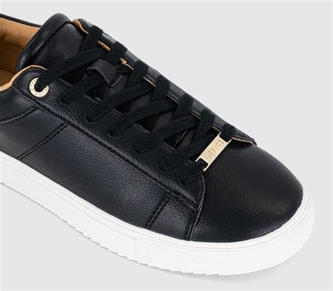 Office Freedom Lace Up Trainers Black Flat Shoes For Women