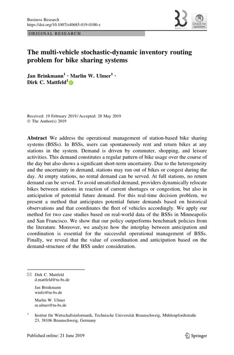 Pdf The Multi Vehicle Stochastic Dynamic Inventory Routing Problem