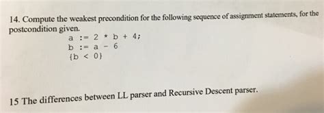 solved compute the weakest precondition for the following