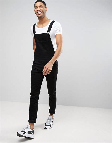 Asos Skinny Denim Overalls In Black For Men Lyst