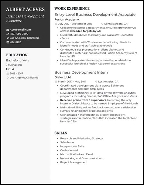 5 Business Development Associate Resume Templates And Examples For 2025