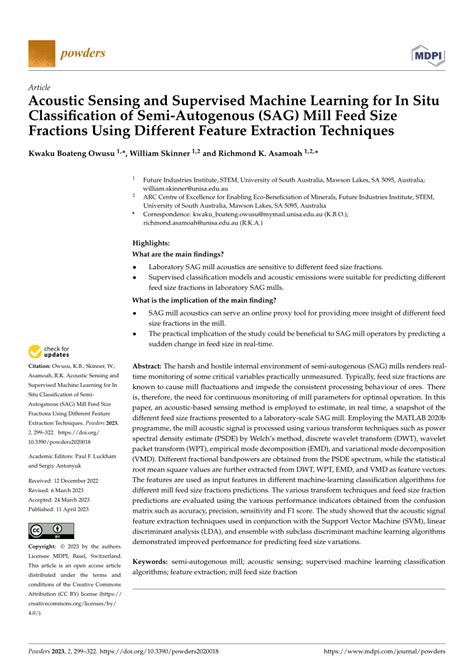 Pdf Acoustic Sensing And Supervised Machine Learning For In Situ Classification Of Semi