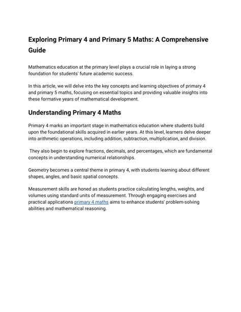 Ppt Exploring Primary 4 And Primary 5 Maths A Comprehensive Guide Powerpoint Presentation