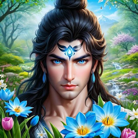 Premium Photo Lord Mahadev In Spring Flower Garden