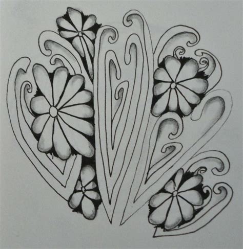 Mooka Flower Tangle Pattern Drawing