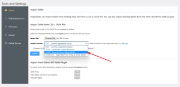 Import Ninja Tables JSON File In Ninja Tables