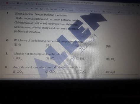 An Oxide Of Chlorine Which Is An Odd Electrom Infilligils Filo